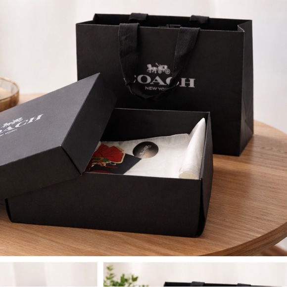 Coach | Bags | Coach Black Gift Empty Box Shopping Bag Ribbon Tissue ...